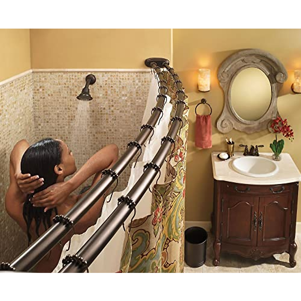 Moen Brantford Oil Rubbed Bronze Two-Handle Low Arc Centerset Bathroom Faucet with Drain Assembly, Bathroom Faucets for Sink 3-hole, 4-inch Wide Standard Setup, 6610ORB, 0.5