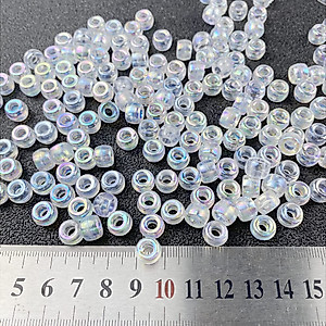 300 Pieces Pony Beads AB Colors Acrylic Pony Beads Plastic Pastel Beads Spacer Beads Shape Pony Beads for DIY Crafts Braids Bracelet Jewelry Making (6x9mm, Clear AB)