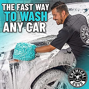 Chemical Guys MIC513 Big Noodle Chenille Microfiber Scratch Free Supersized Car Wash Mitt for Cars, Trucks, SUVs, RVs & More, Turquoise (11" x 12")
