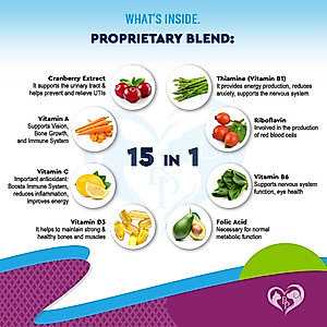 Cat & Dog Multivitamin Liquid with Glucosamine & Cranberry | 15 in 1 Health Supplements for Urinary Tract Kidney, Bladder, Hip & Joint, Skin & Coat | Natural UTI Medicine Made in USA (60 ml)