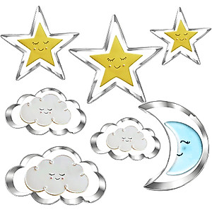 LUBTOSMN Twinkle Twinkle Little Star Cookie Cutter Set-7 Piece-From 3.5" to 1.6"-Cloud, Star, Moon Cookie Cutters for Baby Shower Gender Reveal Birthday Cake Cupcake Party Decorations