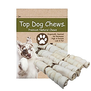 Top Dog Chews – 6” Beef Cheek Rolls, Long Lasting Dog Bones for Aggressive Chewers, Rawhide Free Dog Treats,(6 Inch (Pack of 10)