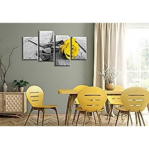 Bedroom Wall Decor - Yellow Room Decor Rose Flowers Canvas Wall Art Yellow Decorations for Living Room Modern Artwork Black and White Kitchen Decor Pictures Above Bed Stretched and Framed Ready to Hang