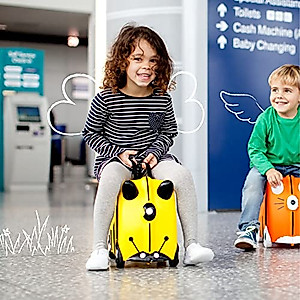 Trunki Ride-On Kids Suitcase | Tow-Along Toddler Luggage | Carry-On Cute Bag with Wheels | Kids Luggage and Airplane Travel Essentials: Bernard Bee Yellow