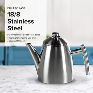 Frieling 18/8 Stainless Steel Teapot with Infuser, Tea Warmer with Teapot Infuser for Loose Tea, 34 Ounces