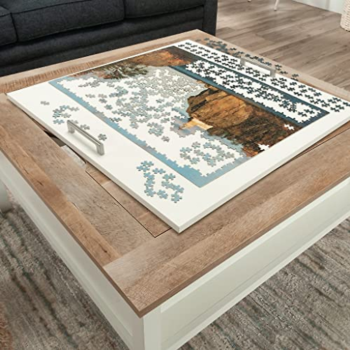 Sauder Cottage Road Coffee Gaming Table with Removable Top, Soft White Finish