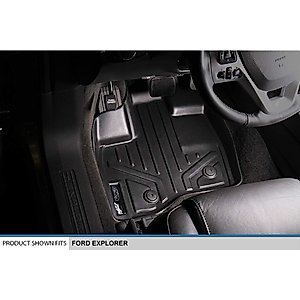 SMARTLINER Custom Fit Floor Mats 2 Row Liner Set Black for 2017-2019 Ford Explorer Without 2nd Row Center Console