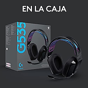 Logitech G535 LIGHTSPEED Wireless Gaming Headset - Lightweight on-ear headphones, flip to mute mic, stereo, compatible with PC, PS4, PS5, USB rechargeable - Black