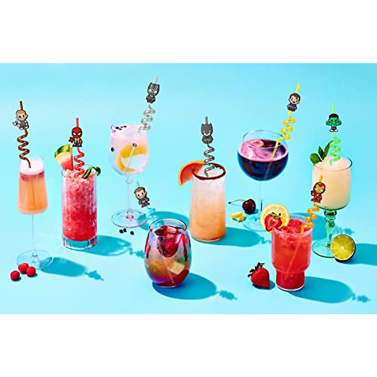 GUTTE 24PCS Superhero Party Straws For Kids Reusable Straws Party Supplies