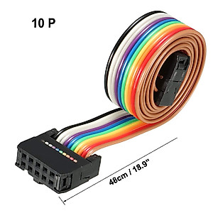 uxcell IDC Rainbow Wire Flat Ribbon Cable 10 Pins 48cm Length 2.54mm Pitch Type-C
