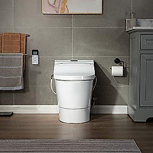 WOODBRIDGE White Luxury, Elongated One Piece Advanced Bidet, Smart Toilet Seat with Temperature Controlled Wash Functions and Air Dryer T-0737