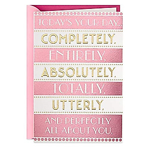 Hallmark Birthday Greeting Card for Her (Today's Your Day), Pink Stripes (0399RZB1181)