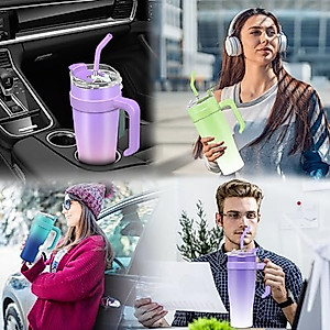 NICEMHAPU 40 oz Tumbler with Handle and Straw, Insulated Cup Stainless Steel with Handle, Water Bottle Travel Coffee Mug Fit In Car Cup Holder, Keep Cold for 34Hrs or Hot for 10Hrs