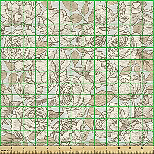 Ambesonne Beige Fabric by The Yard, Floral Ornamental Pattern with Wedding Bouquet Blossoming Nature Botanical Print, Decorative Fabric for Upholstery and Home Accents, Dust Beige Tan