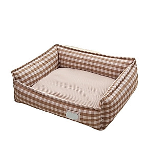 ITOMEN Pet Bed Bed Dog Cat Pet Square Lattice Kennel Medium Small Dog Sofa Bed Cushion Pet Comfort (Color : Light Green, Size : 75x60cm)