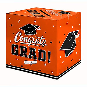Gatherfun Graduation Party Decorations Graduation Box Graduation Card Box for Graduation Gift Graduation Party Favors Decor Party Supplies Orange