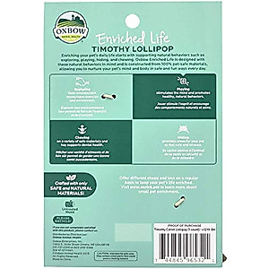Oxbow Animal Health Bundle of 2 Enriched Life Timothy =Lollipop Small Animal Chew Treats: Apple and Carrot
