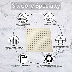 Brushed Gold Shower Faucet GGStudy Single Function Shower Trim Kit with Rough-in Valve Shower Set Bath Rainfall Shower Faucet System 10 inch Square Stainless Steel Metal Shower Head