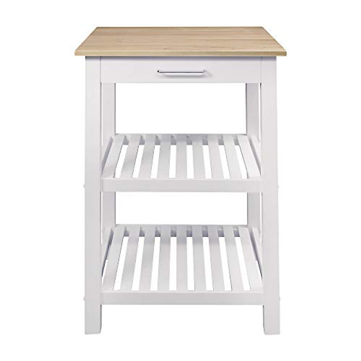 Casual Home Sunrise (Small) with Solid Harvest Hardwood Top Kitchen Island, 22.75"W, Natural&White
