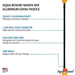 AQUA BOUND Manta Ray Aluminum 2-Piece Snap-Button Kayak Paddle