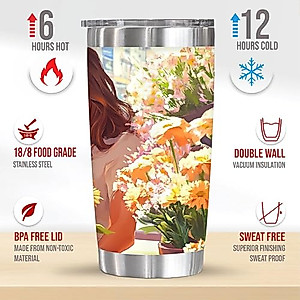 FOCIUZTA 20oz Illustrated Mother and Children Tumbler with lid, Travel Coffee Cup, Ideal for Easter, Mother Day, and birthday gifts