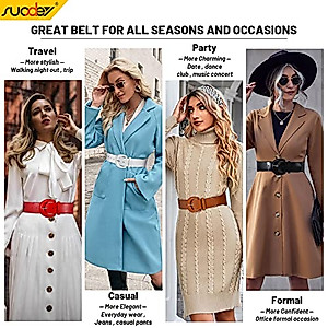 SUOSDEY Women Wide Patent Cinch Leather Belt, Fashion Vintage Costume Waist Belt for Dresses,red belt