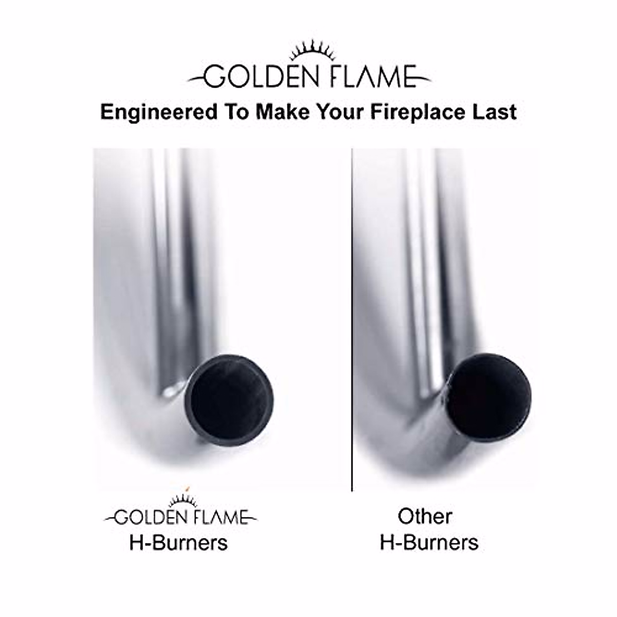 Golden Flame 18" x 6" (Natural Gas) Fire Pit and Fireplace H-Burner (304 Series SS) w/Connection kit