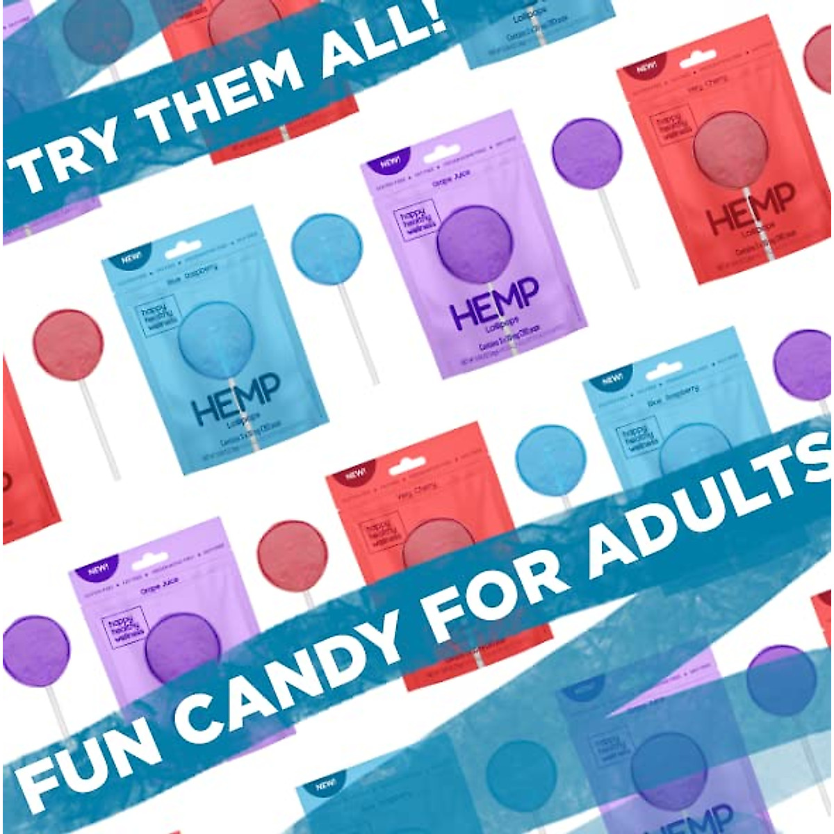 HHW Hemp Lollipops - Natural Hemp Oil Infused Lollipop, (1-Pack - 3 Pops) (Lemonade)