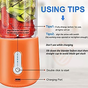 Portable Blender for Shakes and Smoothies, 17 Oz Personal Smoothie Blender USB Rechargeable Juicer Cup with 6 Blades