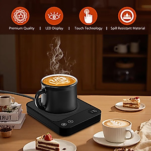 Mug Warmer, Coffee Warmer with 3 Temperature Settings, Auto Shut On/Off Coffee Mug Warmer, Coffee Cup Warmer with 2-12H Timer, Coffee Warmer for Desk/Home/Office, Cup Warmer for Milk/Coffee/Tea, Black