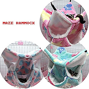 Oncpcare Small Pet Cage Hammock, Triple-Layer Sugar Glider Hammock, Hamster Cage Accessories Bedding Cozy Small Animals Bed for Chinchilla Parrot Sugar Glider Ferrets Rat Hamster Rat Playing Sleeping