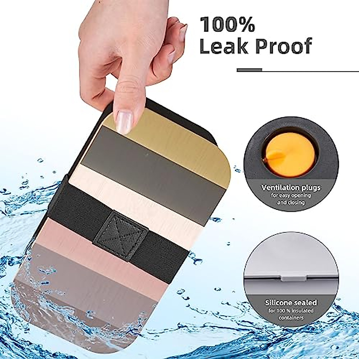 A Warm And Rustic Colour Scheme Adult Lunch Box, Bento Box, With Cutlery Set Of 3, 2 Compartments, Rectangular, Lunch Box For Adults