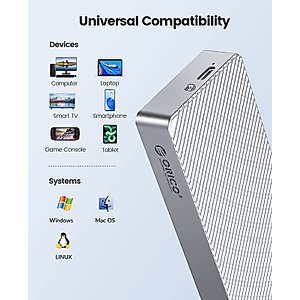 ORICO 40Gbps M.2 NVMe SSD Enclosure USB4 PCIe3.0x4 USB-C Aluminum Adapter, Upgraded NVMe PCIe 2280 M-Key External M2 Solid State Drive Enclosure, Compatible Thunderbolt 3/4 USB3.2/3.1/3.0/ Type C