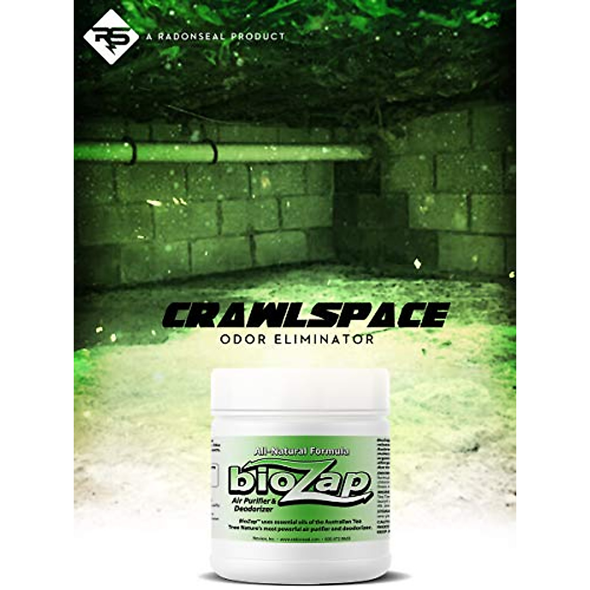 BioZap Air Purifier & Deodorizer (16-oz Jar) - Australian Tea Tree Oil Gel. Naturally Eliminates Odors in Basements, Crawlspaces, Gyms, Cars, Closets and More.