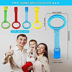 LNQ LUNIQI 4Pcs Baby Pull Up Ring Stand Up Assistance Pull Ring Baby Toddler Walker Tool Ring for Playpen Toddler Crib Hooks Baby Toys Bed Rings Baby Safety Walking Training Tool
