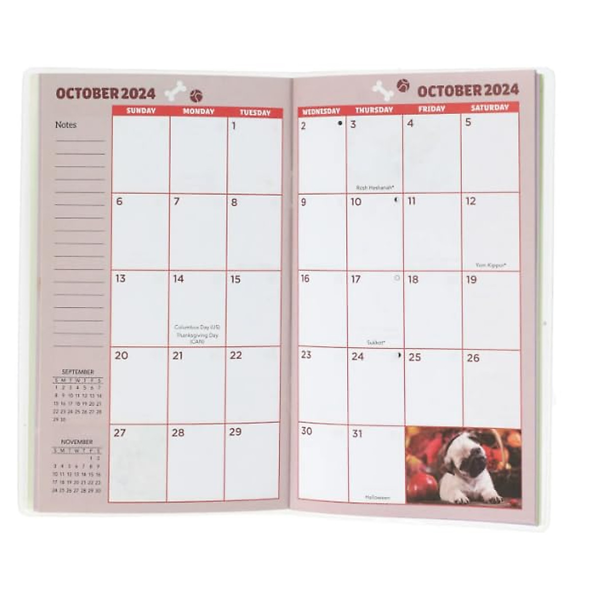 BCS 2-Year Miniature Monthly Planner Book for 2024-2025 (Puppies)