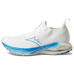 Mizuno Running Women's Wave Neo Wind Running Shoe, Undyed Wht-Peace Blue, 7.5