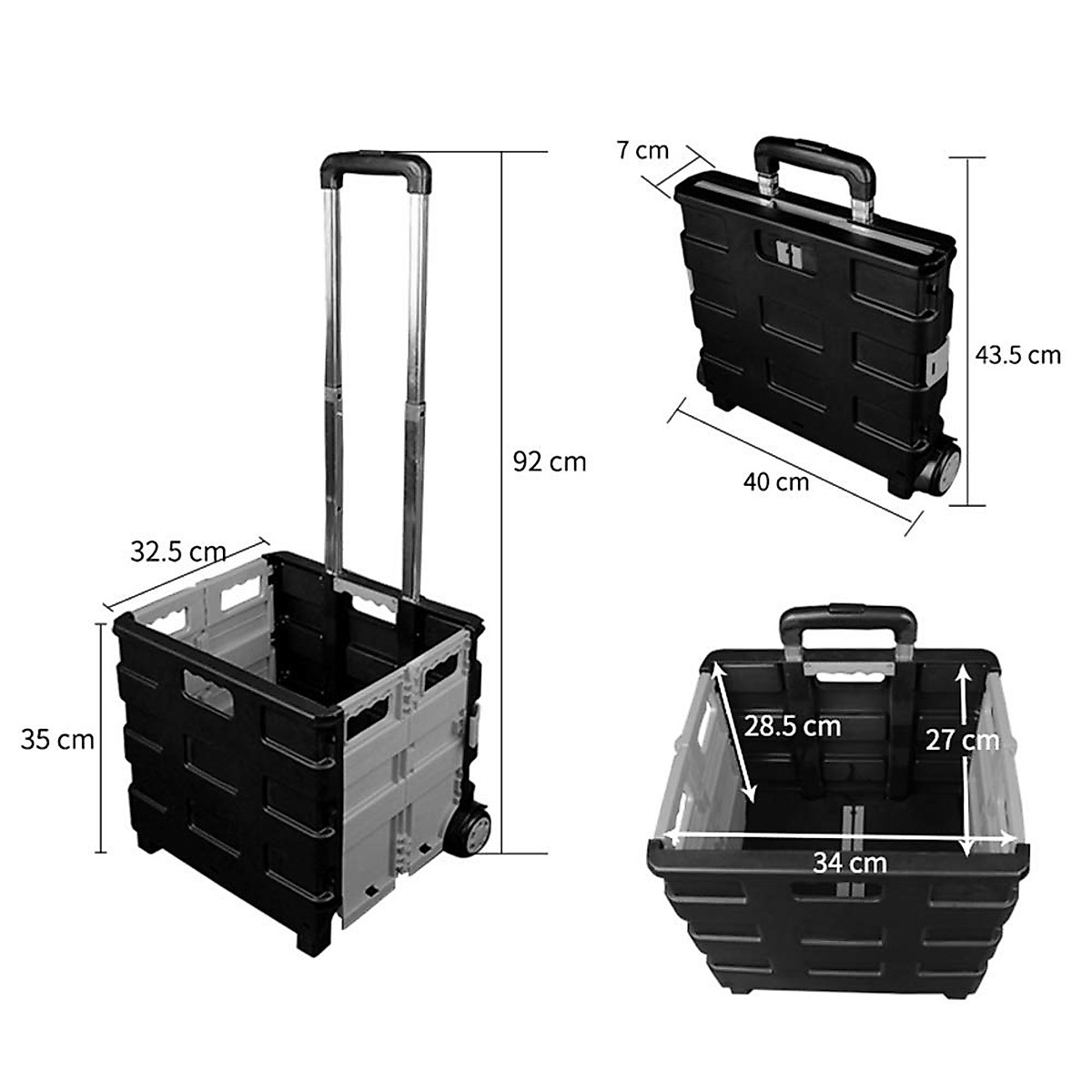 YGCBL Multifunction Portable Hand Trucks,Trolleyshopping Trolley Foldable Aluminum Alloy Engineering Plastic Red Pu Wheel Lightweight High Capacity, 20 Kg Load,B