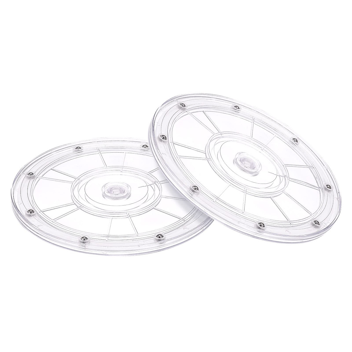 MECCANIXITY 8inch Rotating Swivel Stand with Steel Ball Bearings Lazy Susan Base Turntable for Kitchen Corner Cabinets, Clear Pack of 2