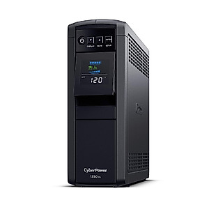 CyberPower CP1350PFCLCD PFC Sinewave UPS System, 1350VA/880W, 12 Outlets, AVR, Mini-Tower