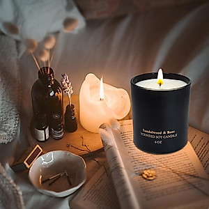 Scented Candles for Women,Premium Sandalwood Rose Aromatherapy Candles, Home Scented Candle, 6 oz Soy Candles,Long-Lasting Christmas Birthday Gifts for Women with Matte Black Gift Box.