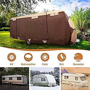 NarElect RV Cover Travel Trailer Cover,20-22ft Camper Cover Waterproof Rip-Resistant Anti-UV RV&Trailer Cover,Toy Hauler Cover with Windproof Straps for Trailer Cover