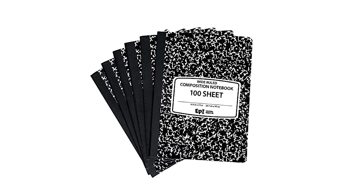 EPI Wide Ruled Composition Books - Durable 6-Pack for School & Journaling