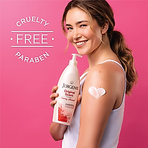 Jergens Original Scent Dry Skin Body Lotion, Hand and Body Moisturizer, Cherry Almond Essence, Dermatologist Tested, 21 Oz