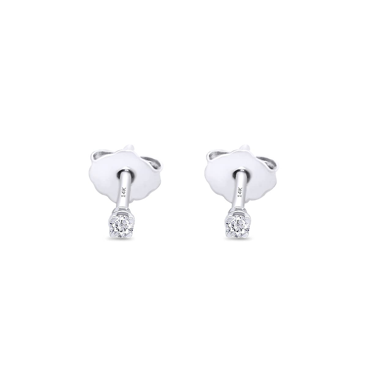 Round Natural Diamond Stud (IGI Certified 0.70 ct & up) Plus Quality Friction Back Earrings in 14k Solid White Gold, 0.04 Ctw - 2.00 Ctw