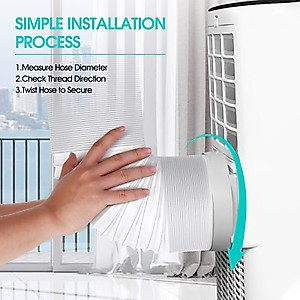 Airwhirl 5.9 Inch Air Conditioner Exhaust Hose, AC Hose with Anti-Clockwise Thread, Length up to 80", Universal Replacement AC Vent Hose Compatible with Many Portable AC