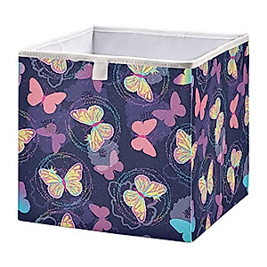 Kigai Butterflies(1) Open Home Storage Bins, for Home Organization and Storage, Toy Storage Cube, Collapsible Closet Storage Bins, with Small Handles, 15.75"L x 10.63"W x 6.96"H