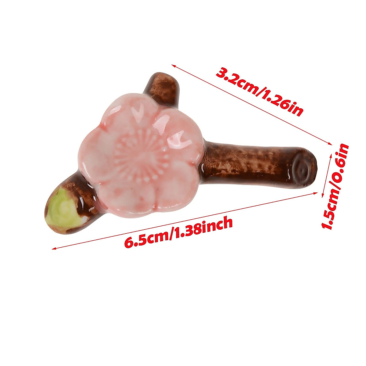 LARATH 6 Pieces Ceramic Chopsticks Rest Rack Cherry Blossom Chopsticks Holder Rest Dinner Spoon Stand for Dinner Fork Knife Tableware Writing Paint Brush, Pink