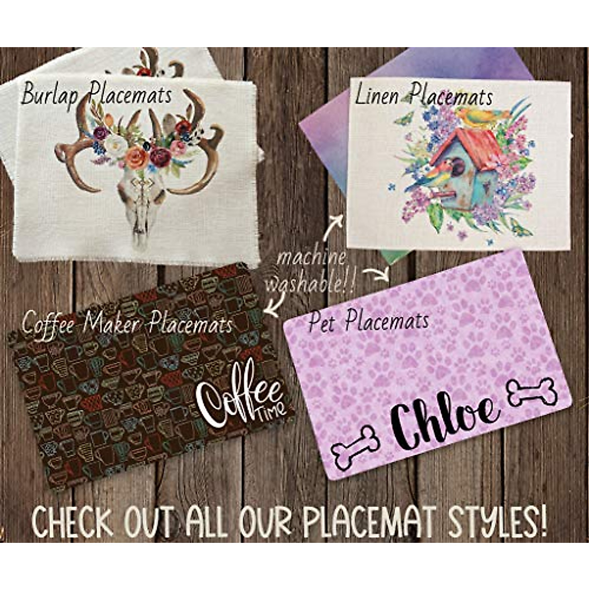 Customized Monogrammed Burlap Placemats - set of TWO 14" x 18" Farmhouse Kitchen Jute Place Mats - Made in the USA (H monogram)