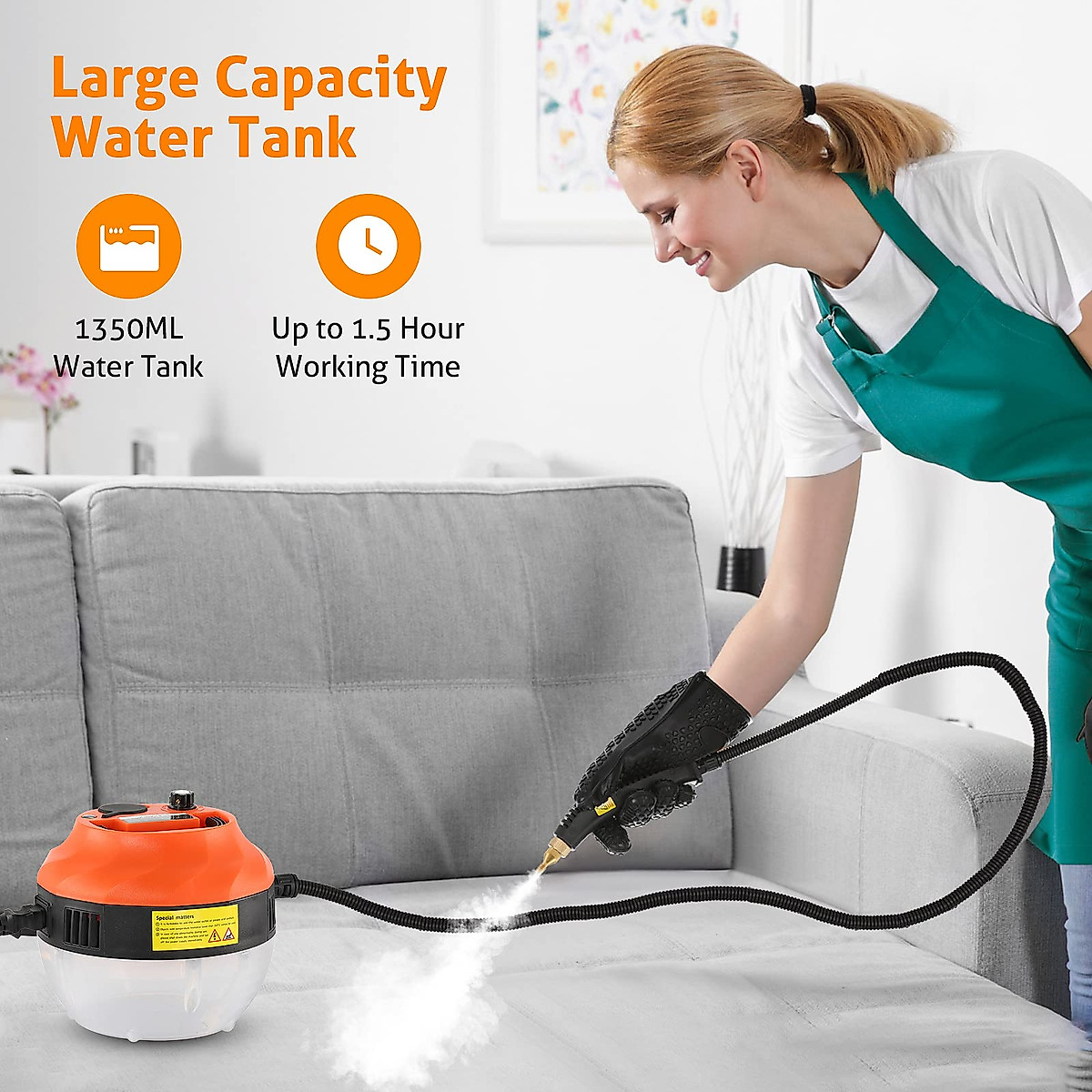 WICHEMI Steam Cleaner for Cleaning, 1800W High Pressure Steam Machine Handheld Steamer + 1800W Multipurpose High-Temp Floor Steam Mop Steam Cleaning Machine for Home Use Car Detailing